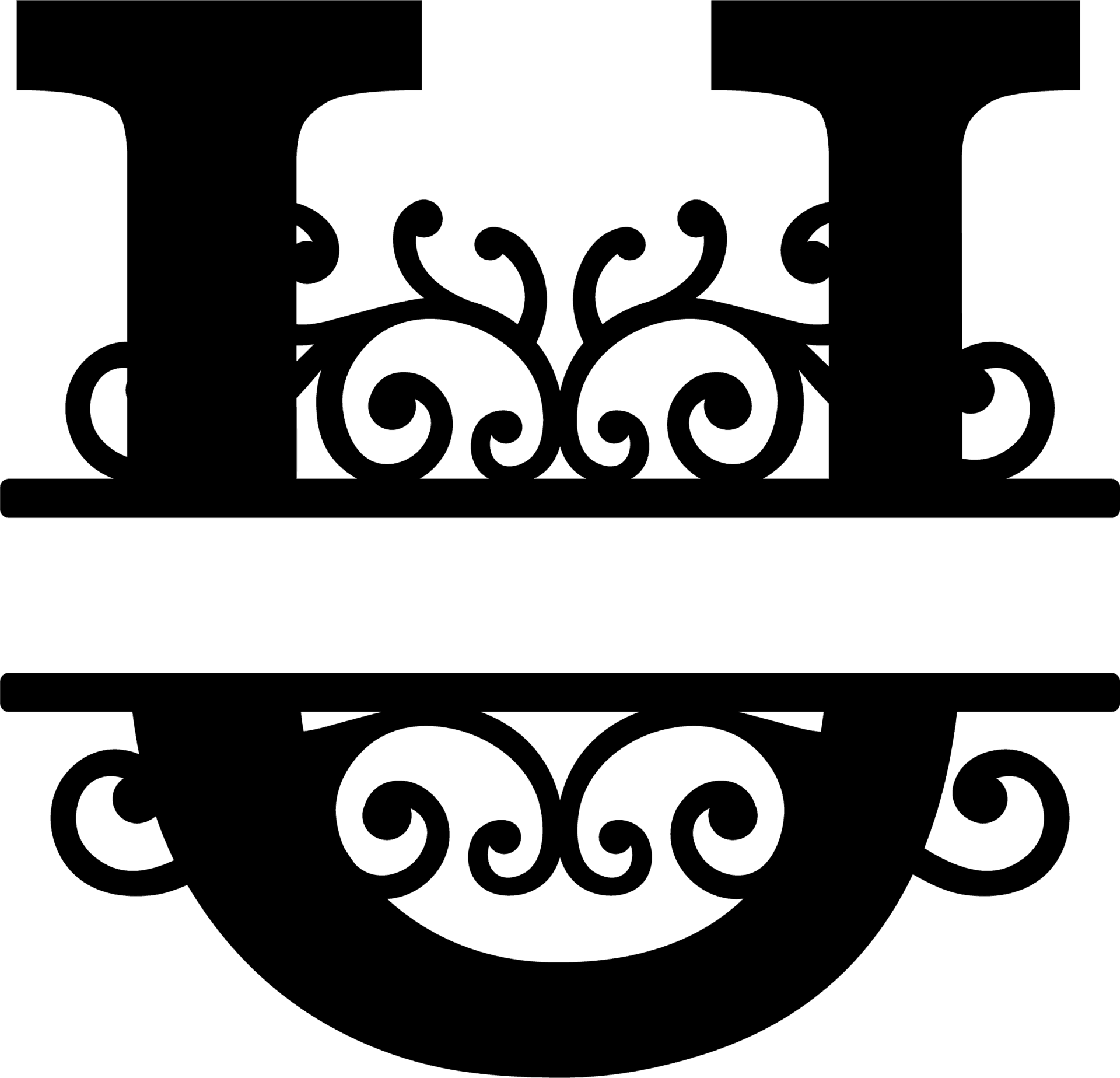 Geschwungenes Monogramm Buchstabe U dxf dwg Vorlagen Downloads kostenlos