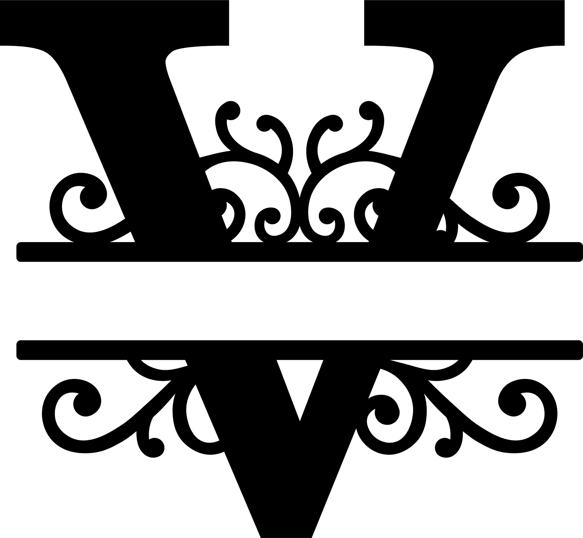 Geschwungenes Monogramm Buchstabe V – DXF/DWG Datei kostenlos ...