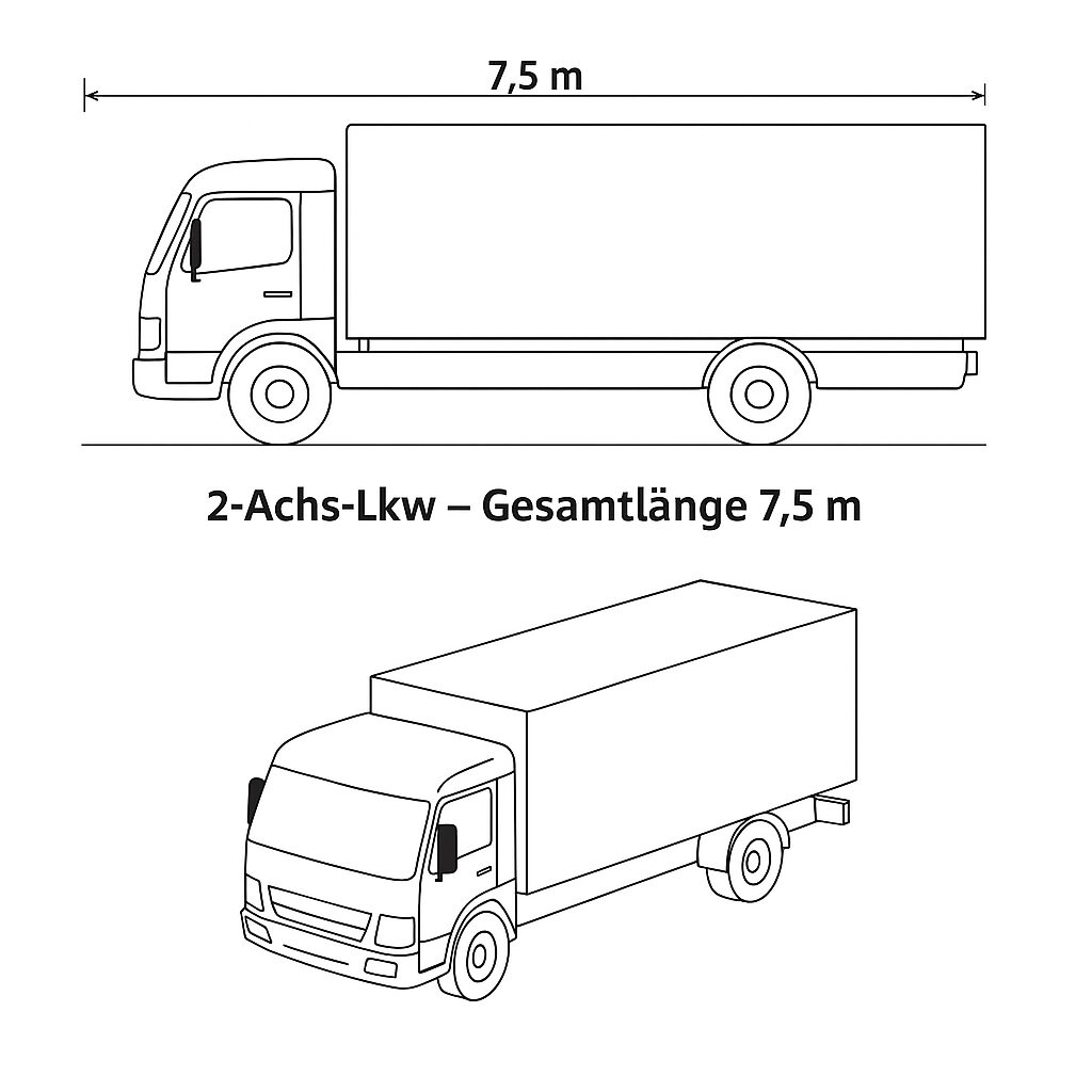Schleppkurve 2-Achs-LKW (7,5 m) – DXF/DWG Datei kostenlos herunterladen ...